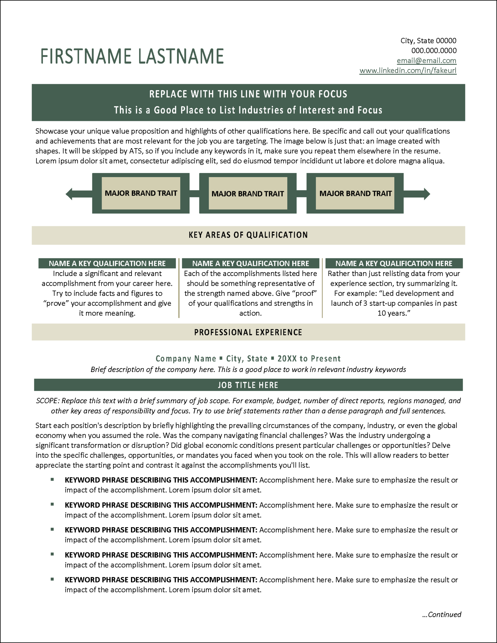 Tailored Resume: Streamlined & ATS-Friendly | Distinctive Templates