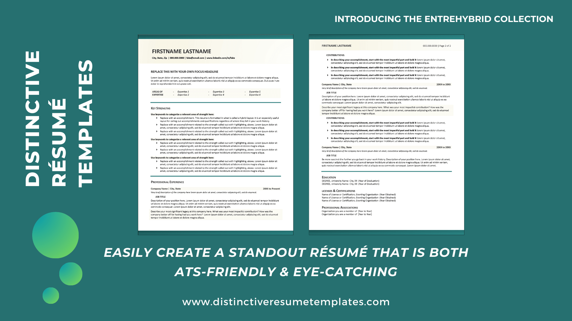 MS Word Resume Template Offering a Hybrid Resume Layout