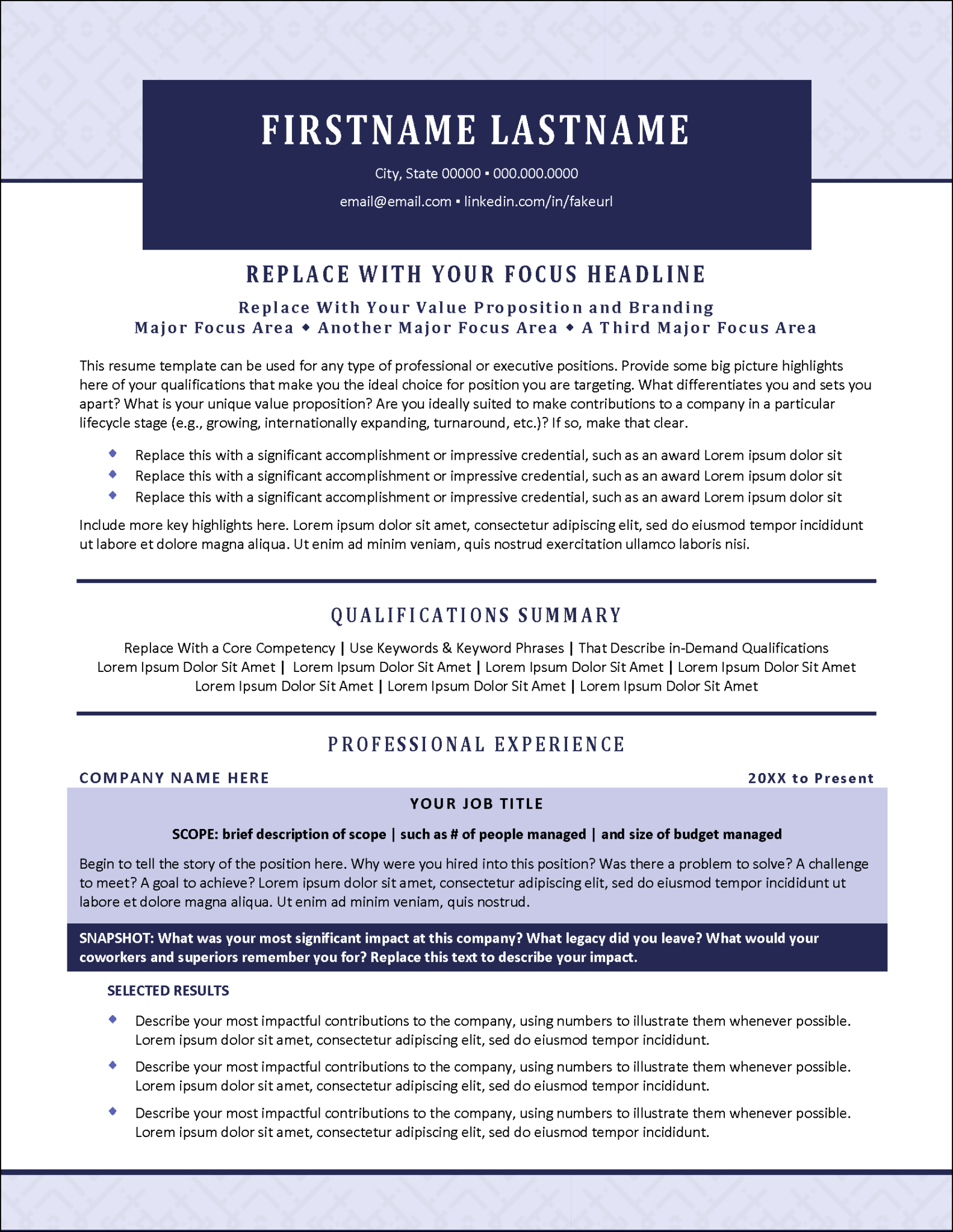 Easily Create a Resume for Experienced Professionals | Distinctive ...