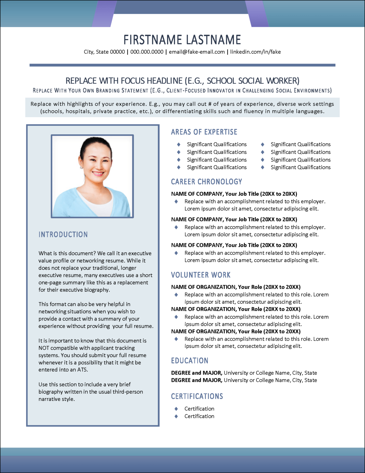 One-Page Resume Templates for Networking | Distinctive Templates