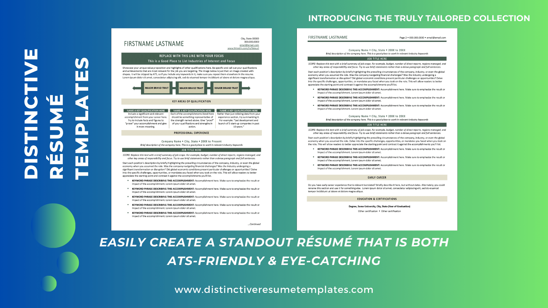 Tailored Resume: Streamlined & ATS-Friendly | Distinctive Templates