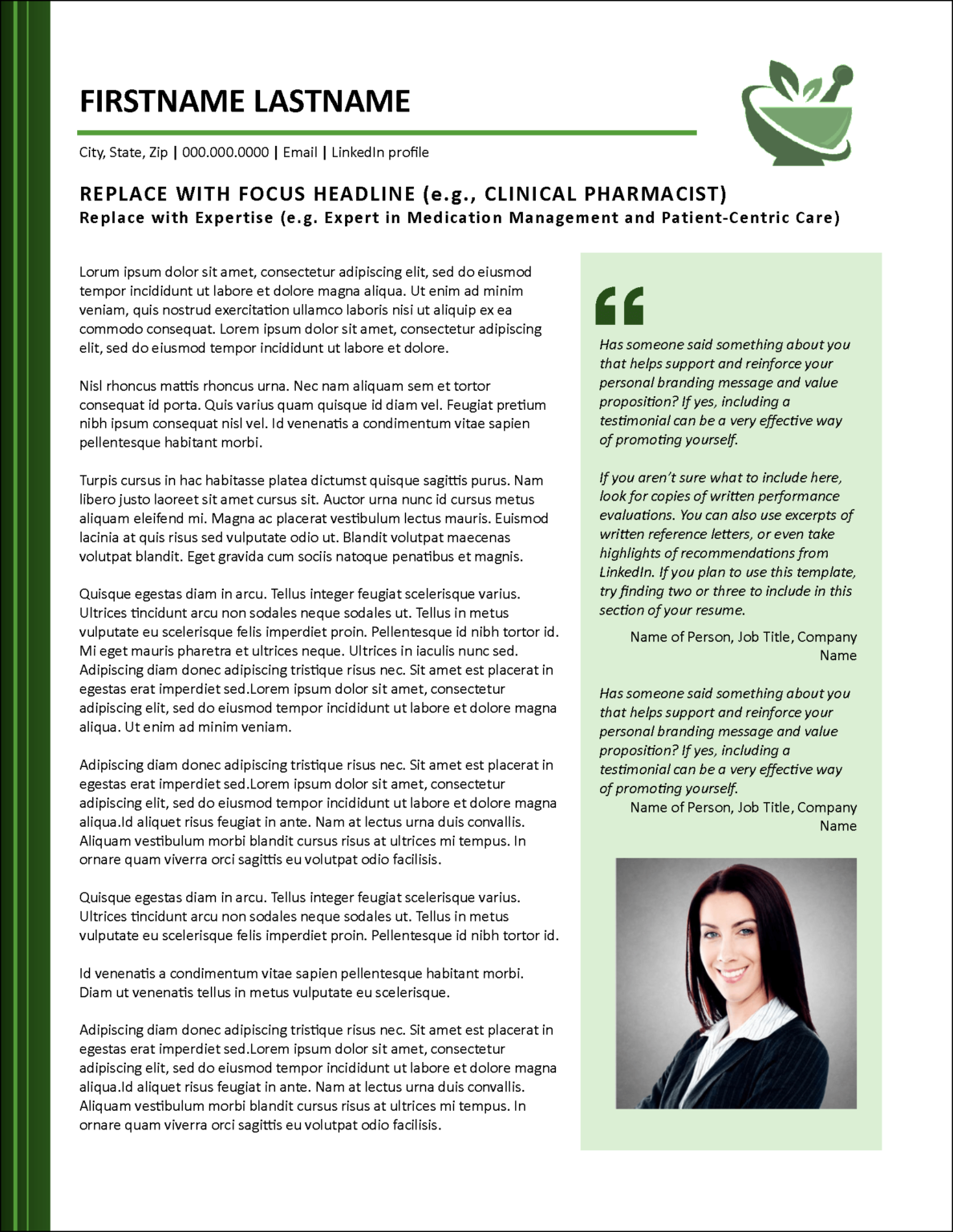 Customized Pharmacist Resume Template | Distinctive Templates