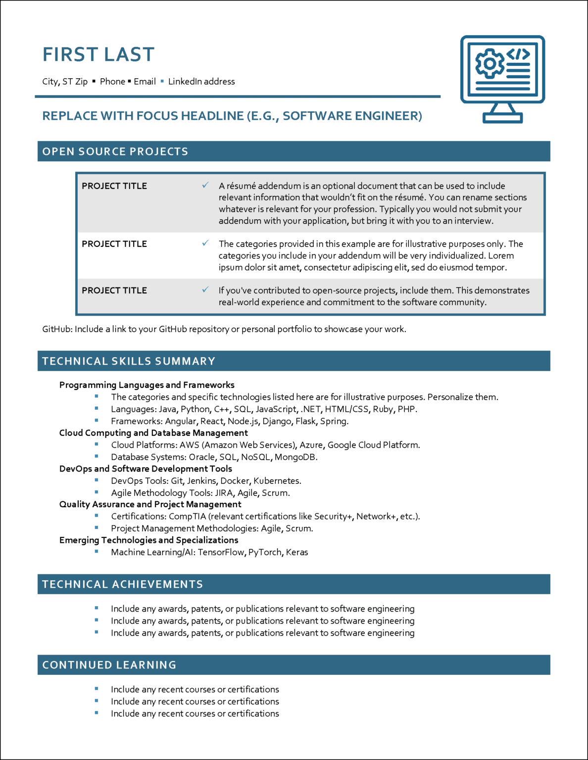 Comprehensive Career Templates for Tech Professionals | Distinctive ...