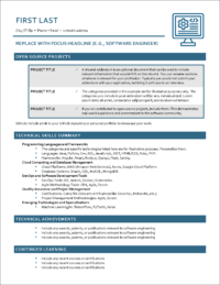 Advanced Software Engineer Resume Template | Distinctive Templates