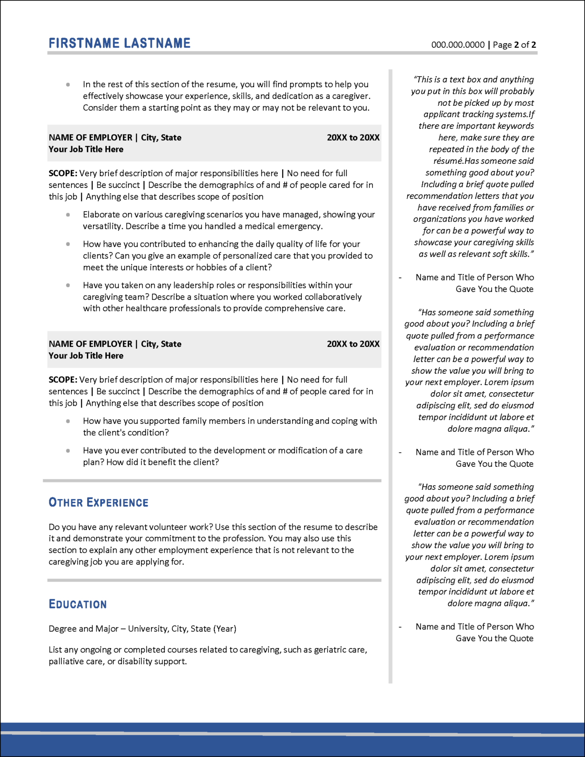 Essential Career Document Templates for Caregivers | Distinctive Templates