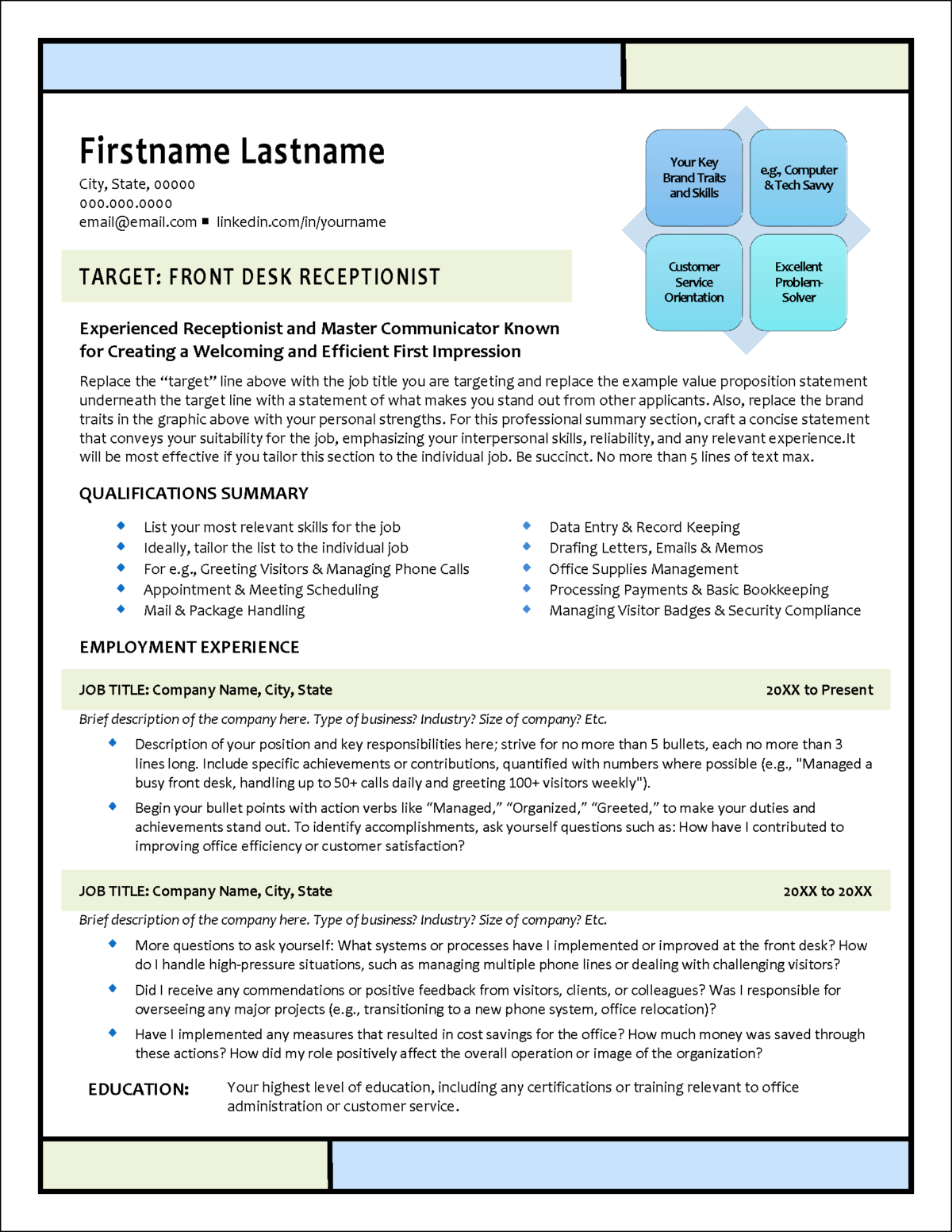 Resume Templates for Microsoft Word | Distinctive Resume Templates