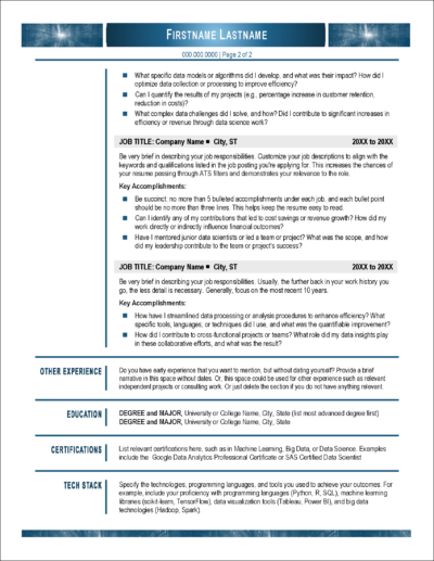 Comprehensive Career Template Set for Data Scientists | Distinctive ...