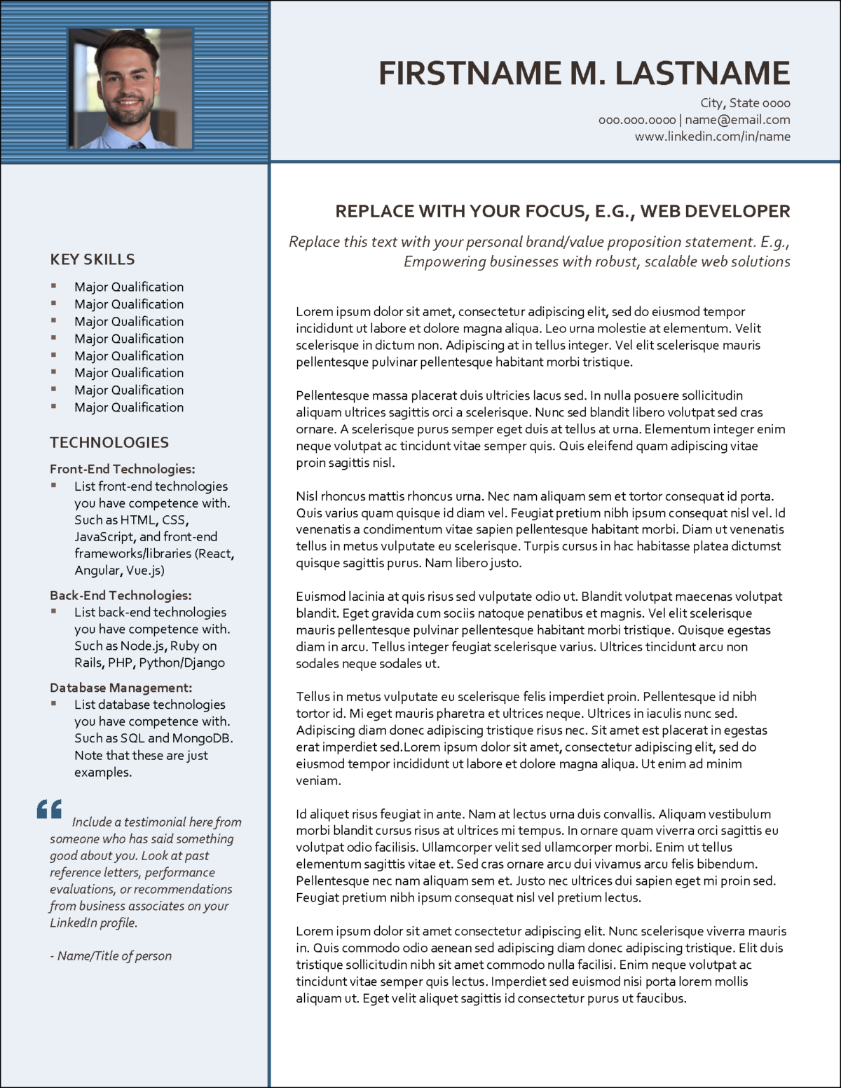 Expert Web Developer Resume Template | Distinctive Templates