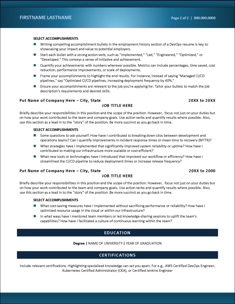 Specialized DevOps Resume Template | Distinctive Templates Specialized DevOps Resume Template | Distinctive Templates