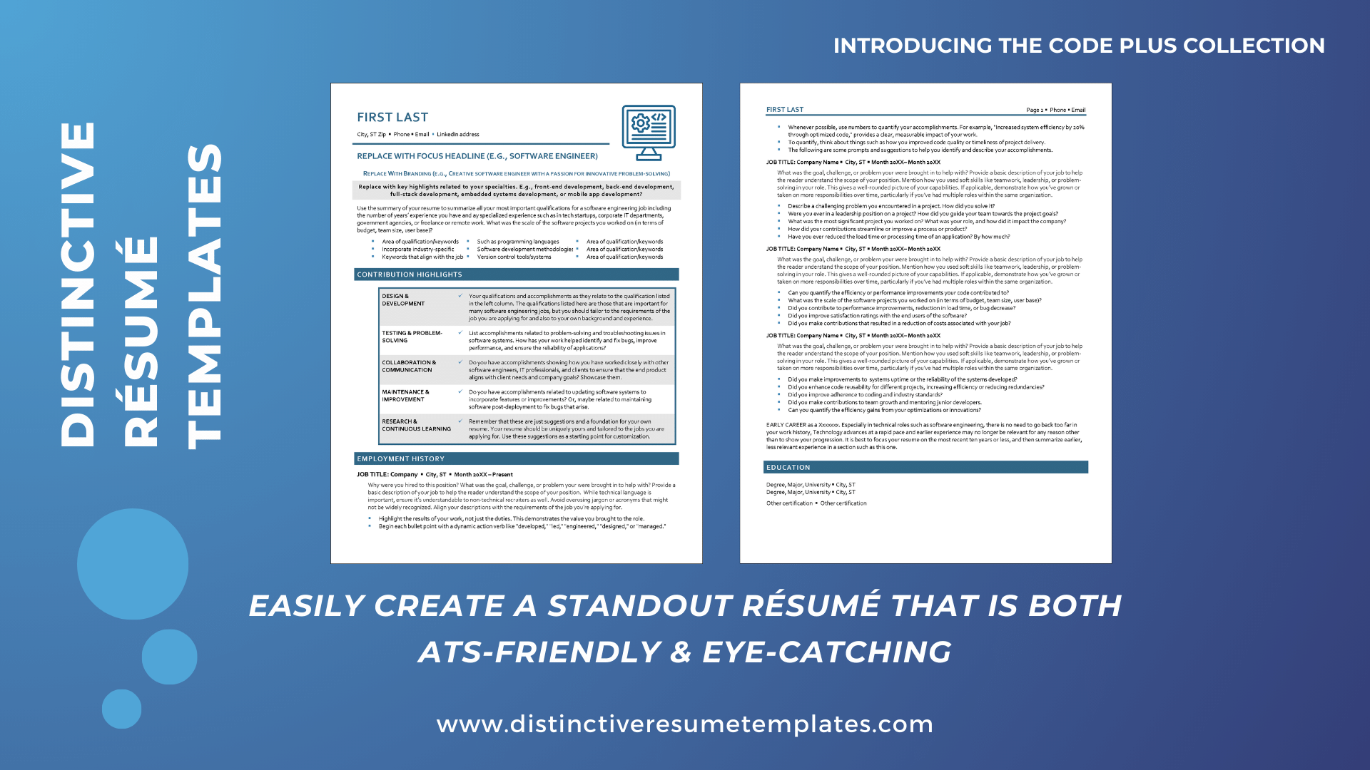 Advanced Software Engineer Resume Template | Distinctive Templates