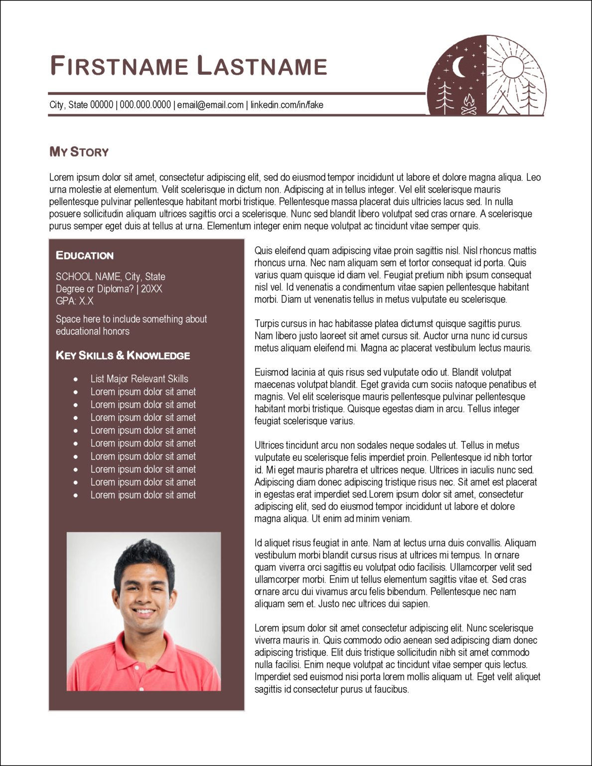 Dynamic Summer Camp Counselor Resume Template