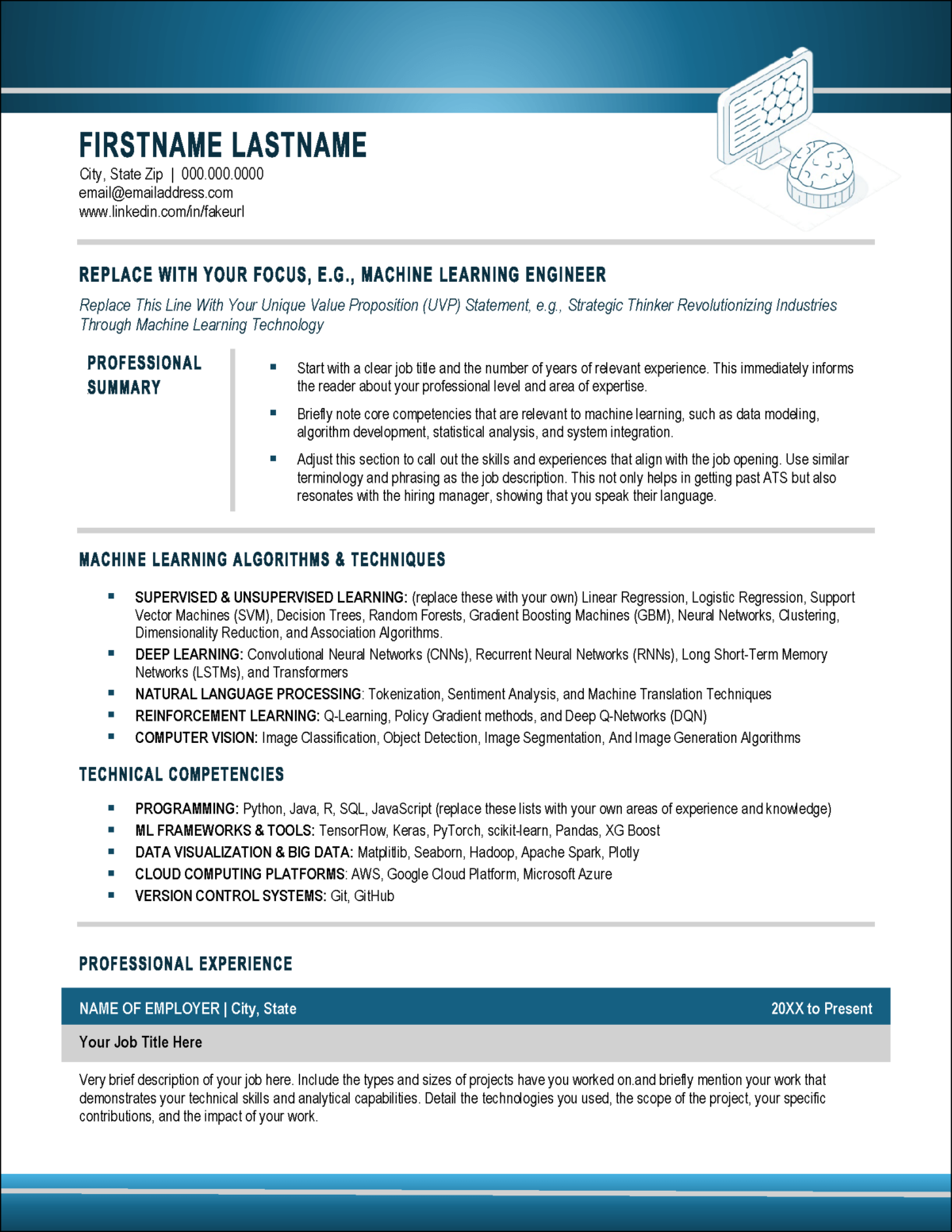 Computer & IT Resume Templates | Distinctive Resume Templates