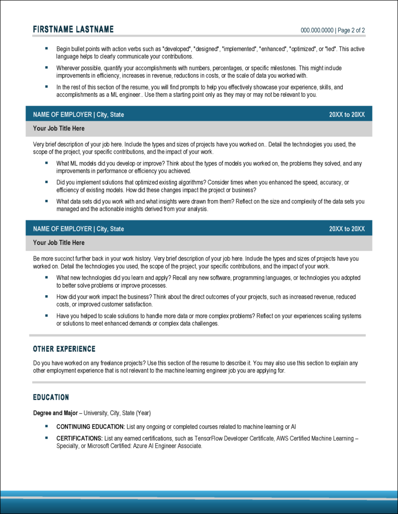 Machine Learning Engineer Resume Template | Distinctive Templates