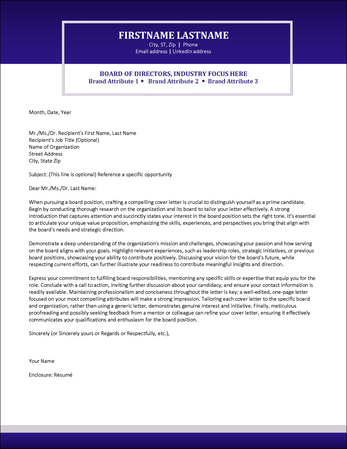 Board of Director Biography and Letterhead Templates Bundle