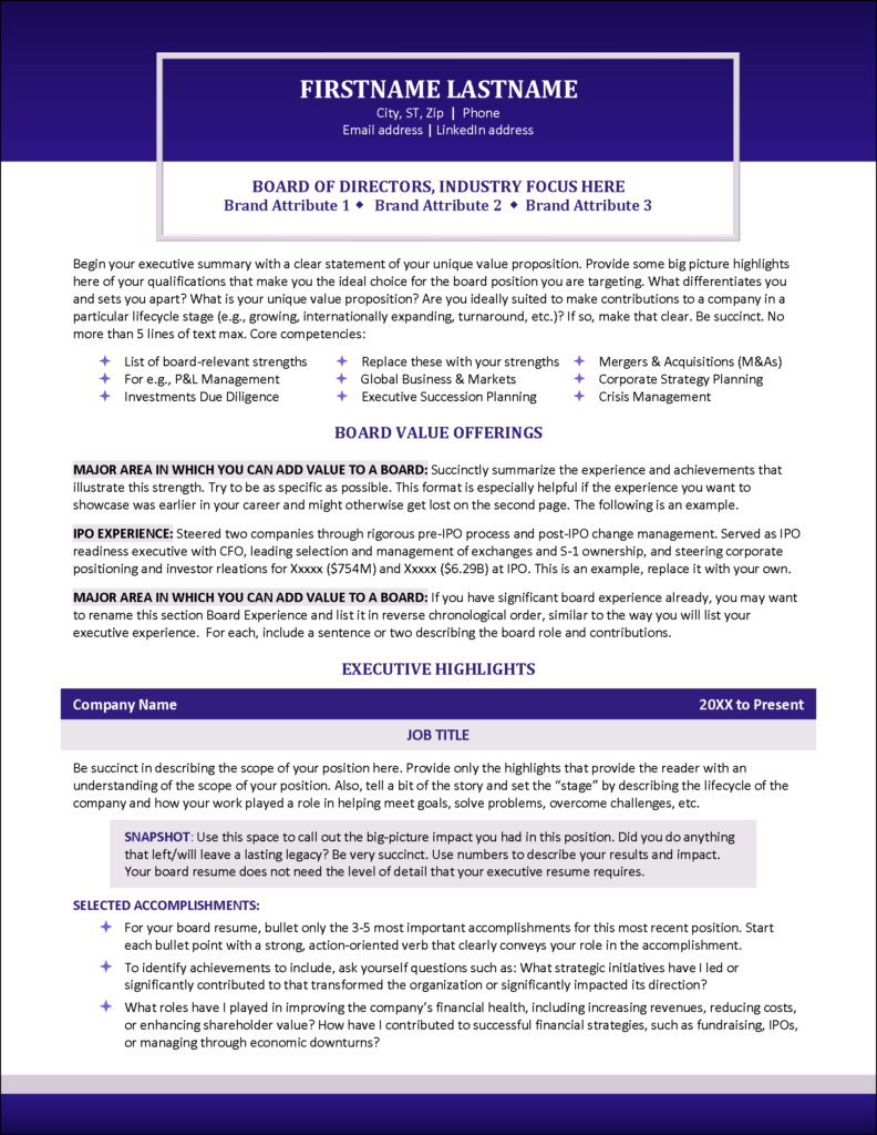 Comprehensive Template Set for Board Applications | Distinctive Templates