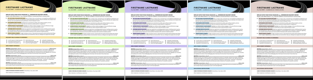 MS Word Delivery Driver Resume Template | Distinctive Templates
