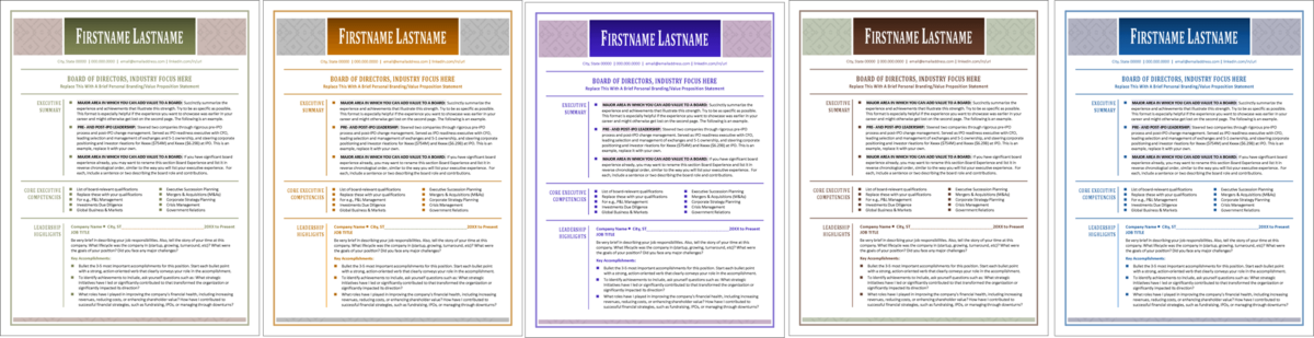 Board Resume Writing Toolkit - Distinctive Resume Templates