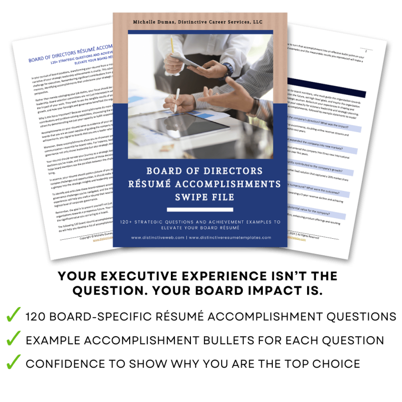 Board of Directors Resume Accomplishments Swipe File - Distinctive ...