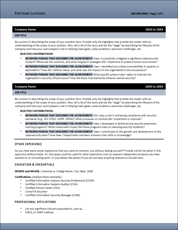 Complete Cybersecurity Career Template Set | Distinctive Templates