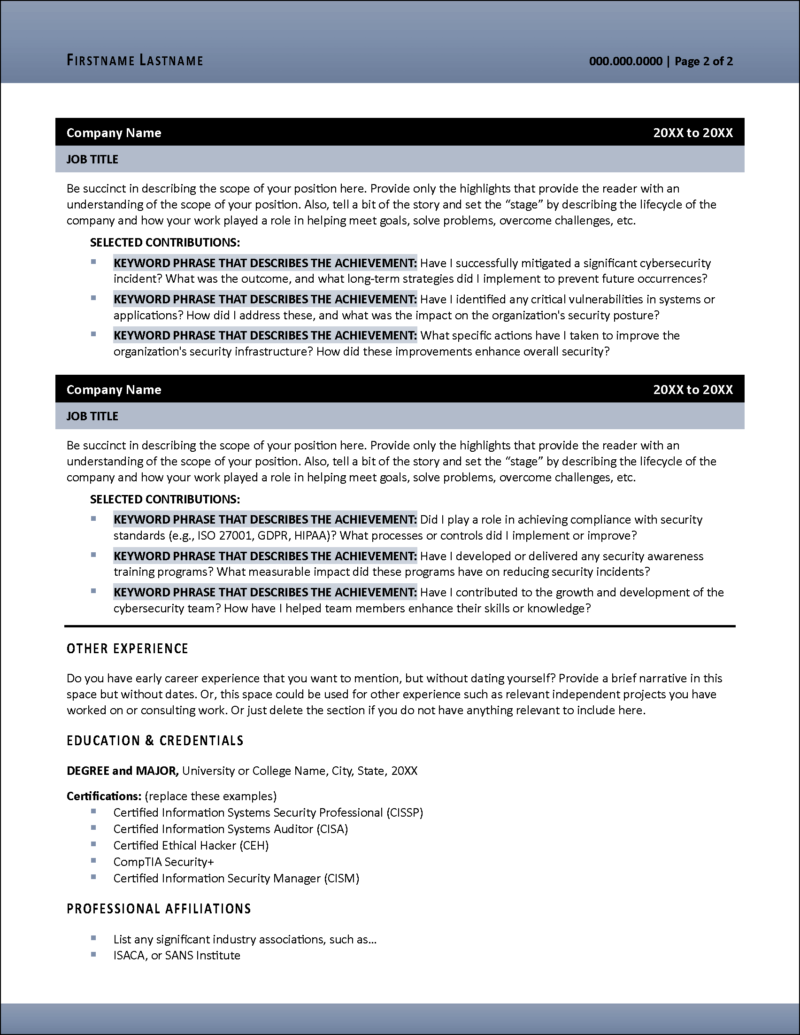 Complete Cybersecurity Career Template Set | Distinctive Templates