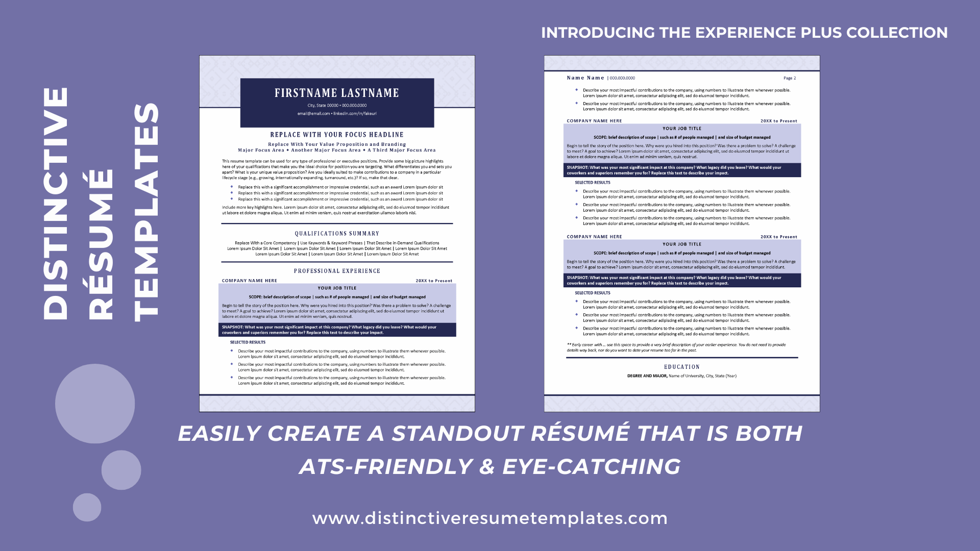 Easily Create a Resume for Experienced Professionals | Distinctive ...
