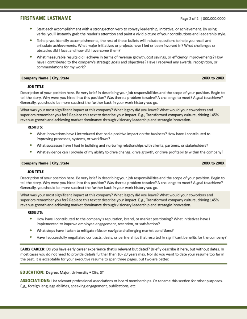 Executive Career Document Templates | Distinctive Templates