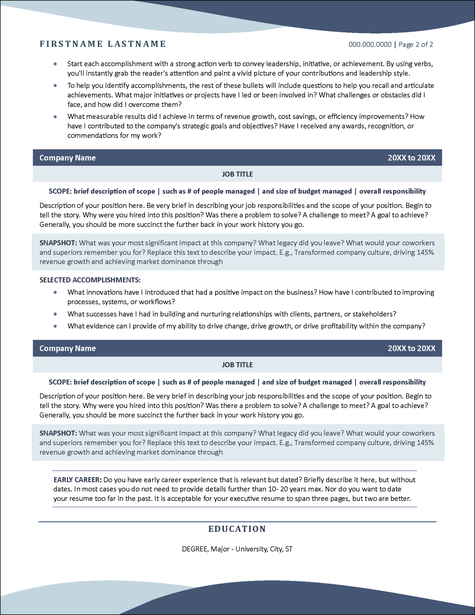 Executive Resume Writing Toolkit - Distinctive Resume Templates
