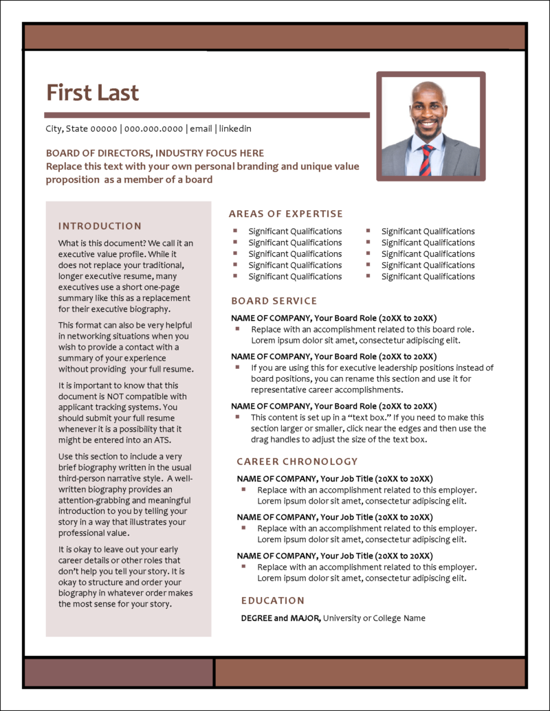 Premium Resume Template for Corporate & Nonprofit Board Members