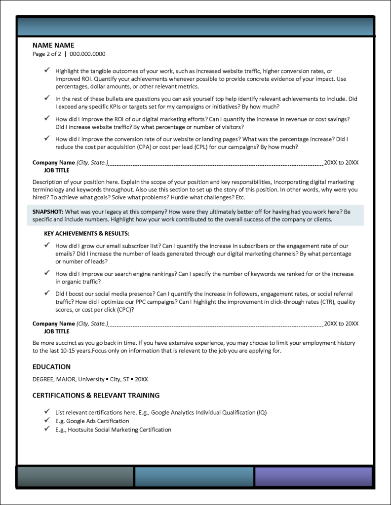 Digital Marketing Resume Template | Distinctive Templates