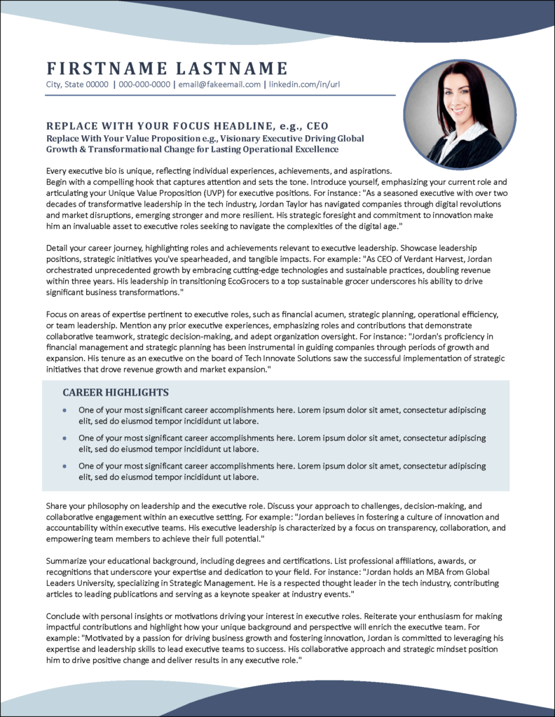 Eye-Catching & Stylish Executive Resume Template | Distinctive Templates