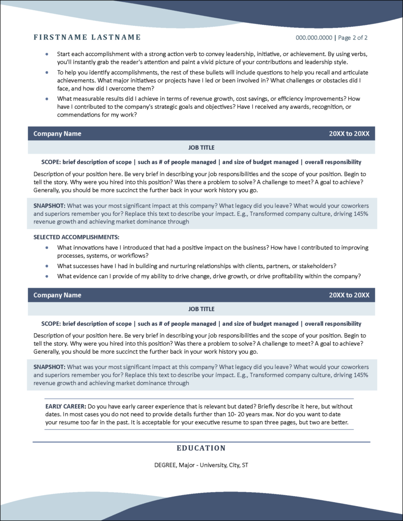 Eye-Catching & Stylish Executive Resume Template | Distinctive Templates