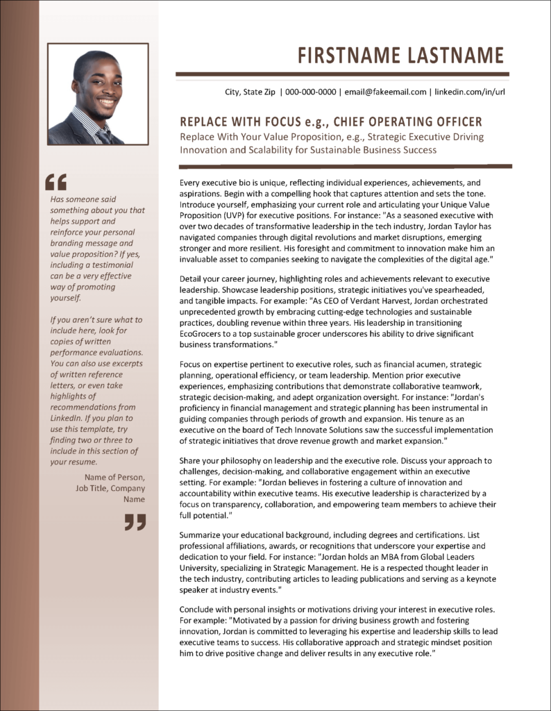Standout Executive Resume Template | Distinctive Template