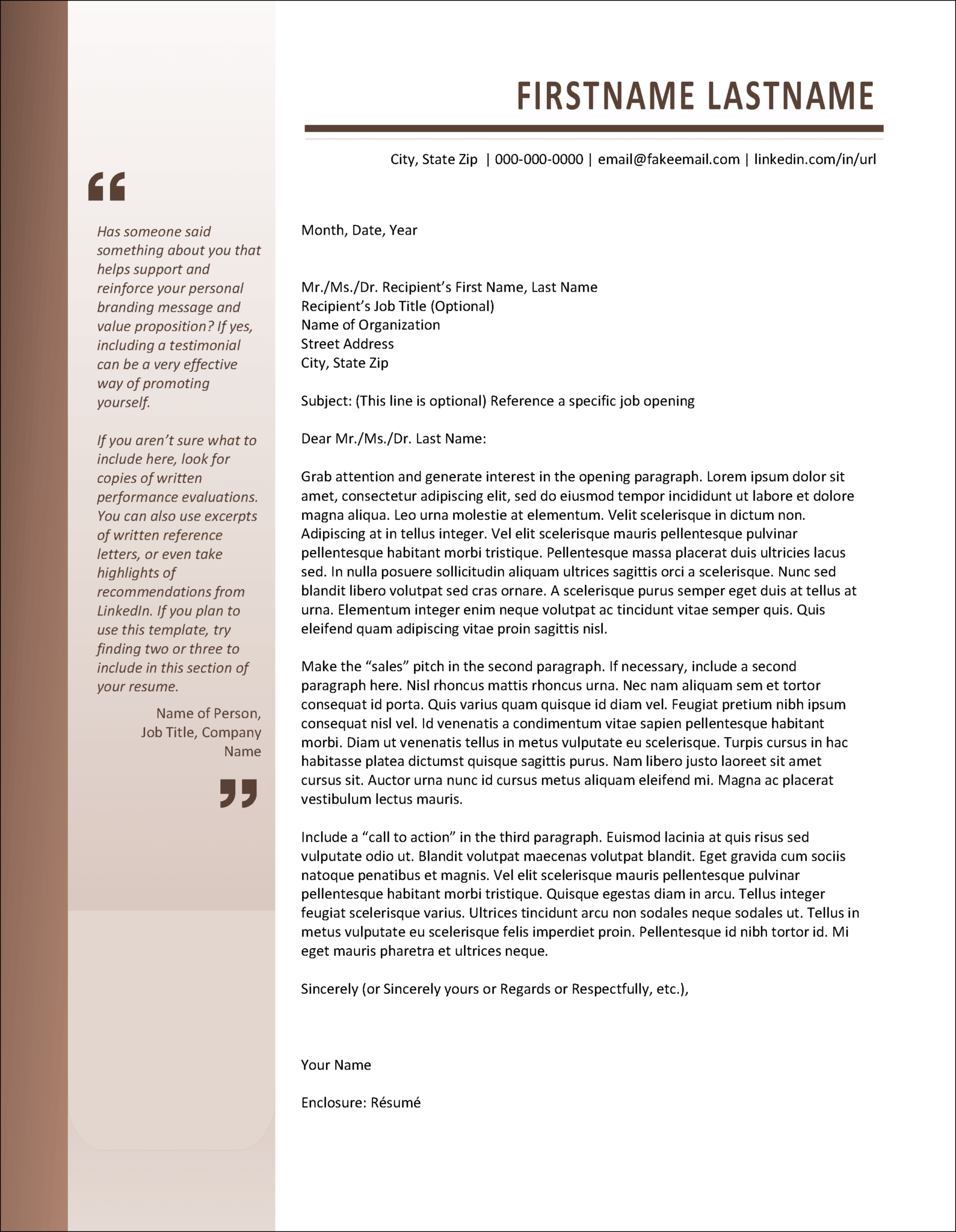 Standout Executive Profile, Biography, References & Cover Letter Templates