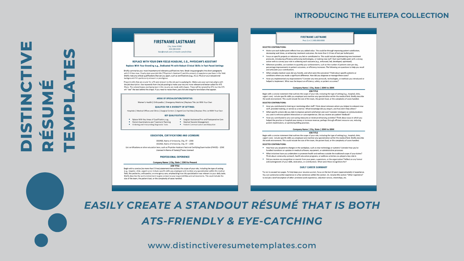 Premium Physician's Assistant Resume Template | Distinctive Templates