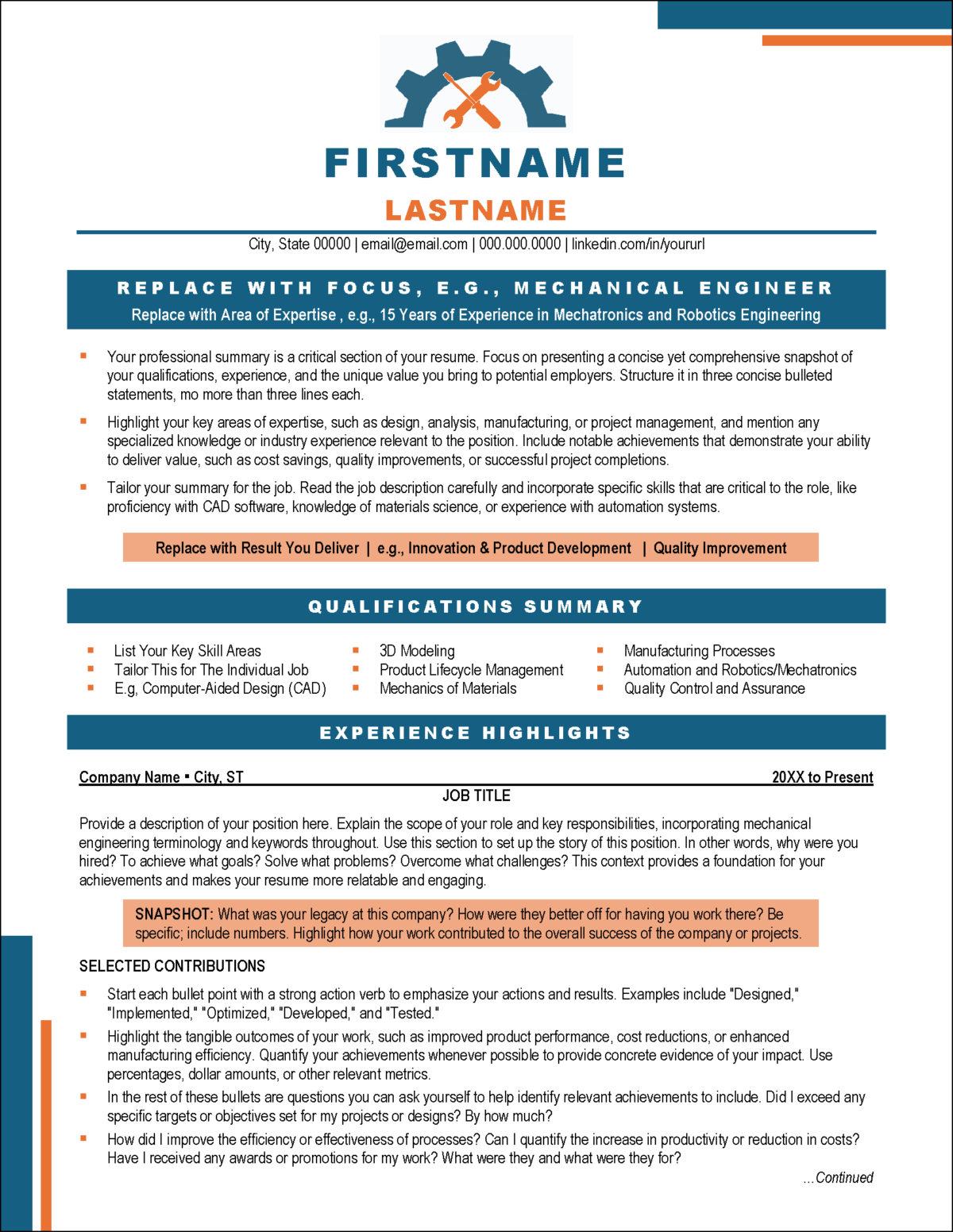 Skilled Trades Resume Templates | Distinctive Resume Templates