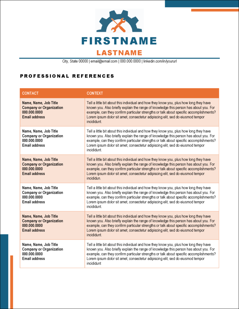 Mechanical Engineer Bio, Addendum, References & Cover Letter Templates