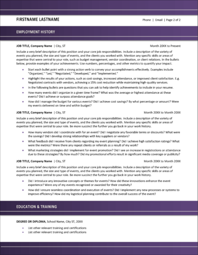 Event Planner Bio, Portfolio, References & Letterhead Templates