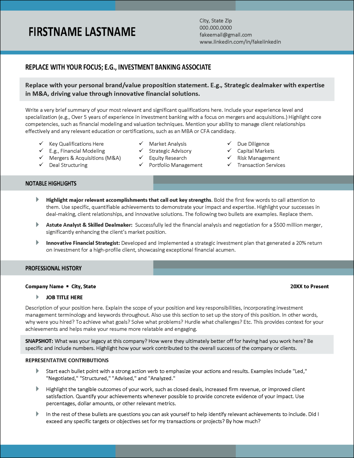 Finance & Accounting Resume Templates | Distinctive Resume Templates