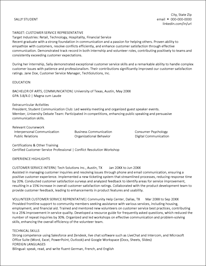 Graduating Student Resume Template - ATS-friendly & Easy-to-Customize