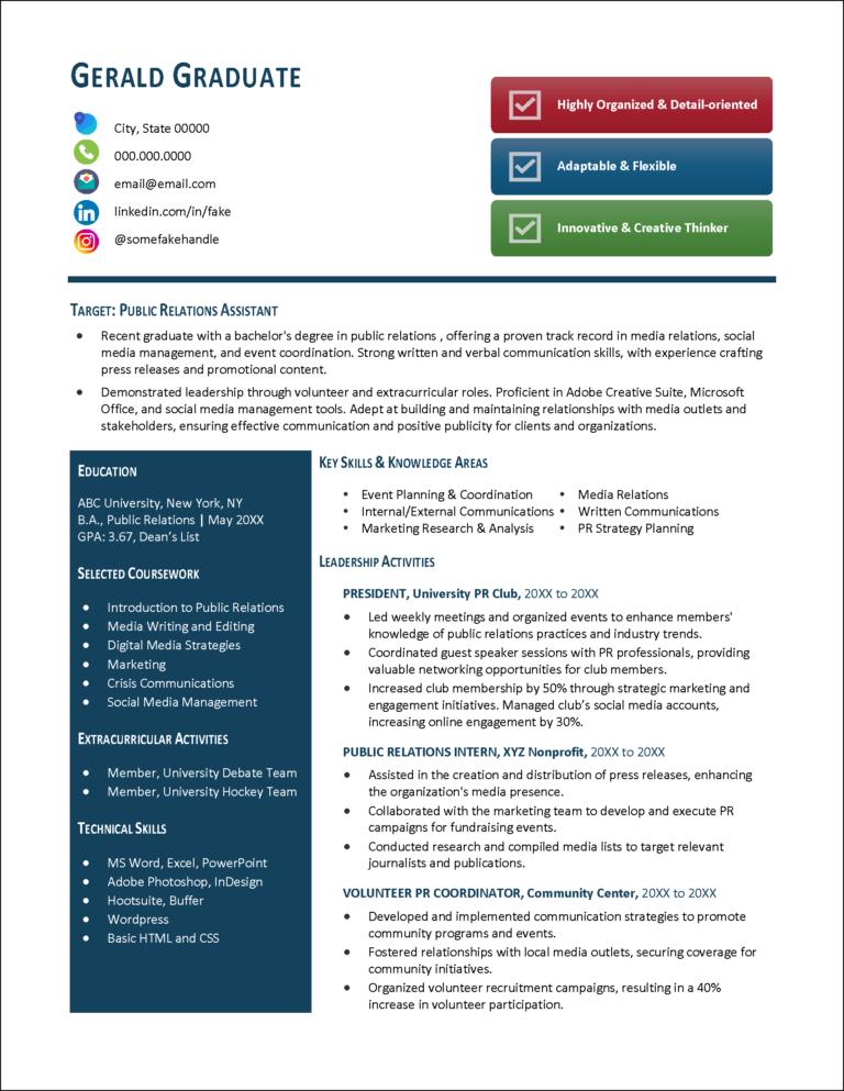 Bold College Resume Template | ATS-Friendly Two-Column Design