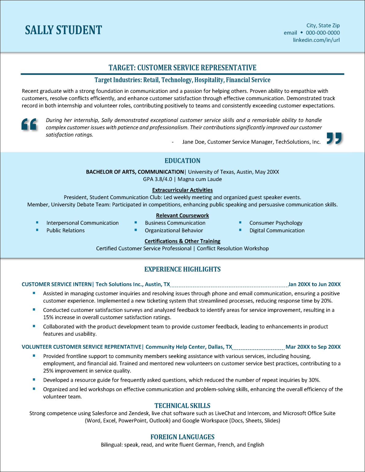 Graduating Student Resume Template - ATS-friendly & Easy-to-Customize