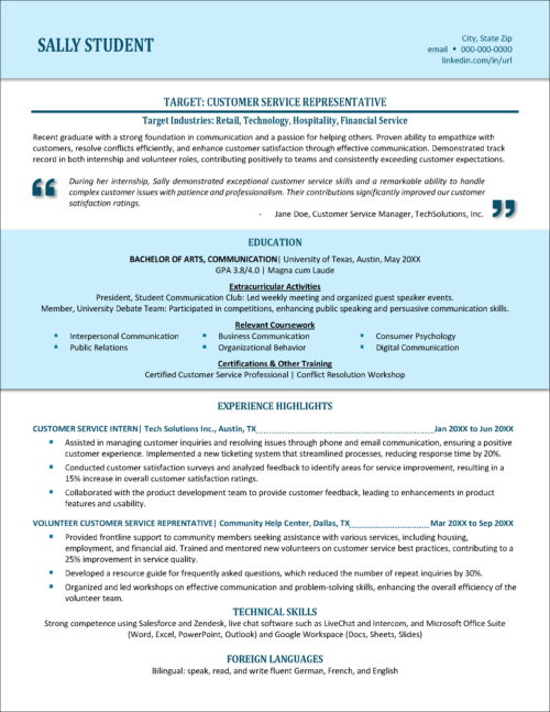 Graduating Student Resume Template - ATS-friendly & Easy-to-Customize
