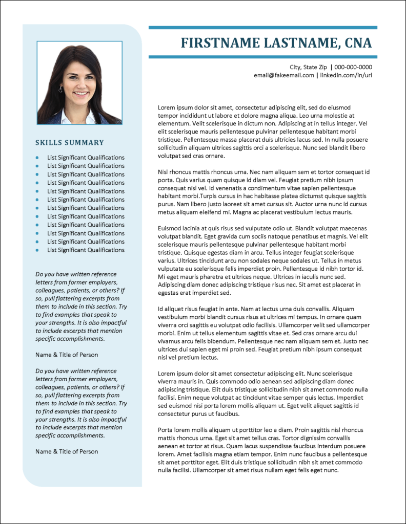 Professional CNA Resume Template | Distinctive Templates