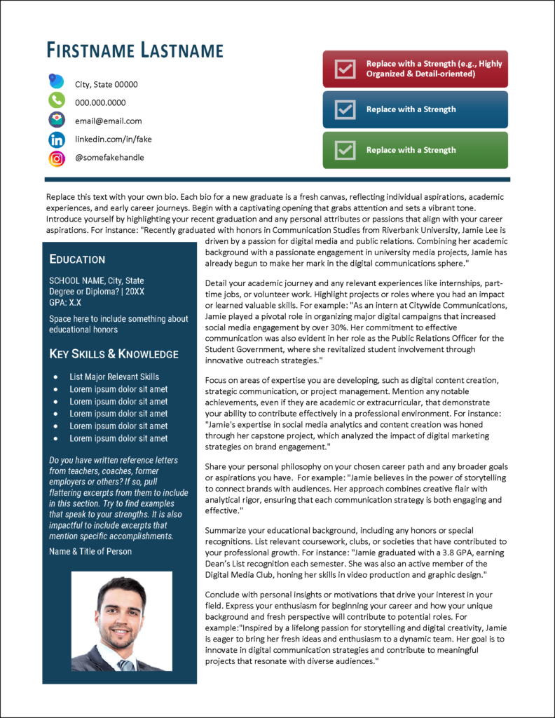 Bold College Resume Template | ATS-Friendly Two-Column Design