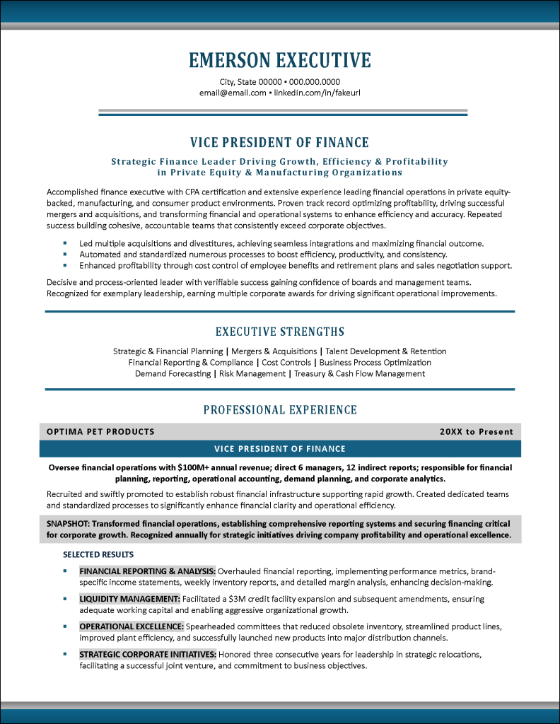 Classic Executive Resume Template | Distinctive Templates
