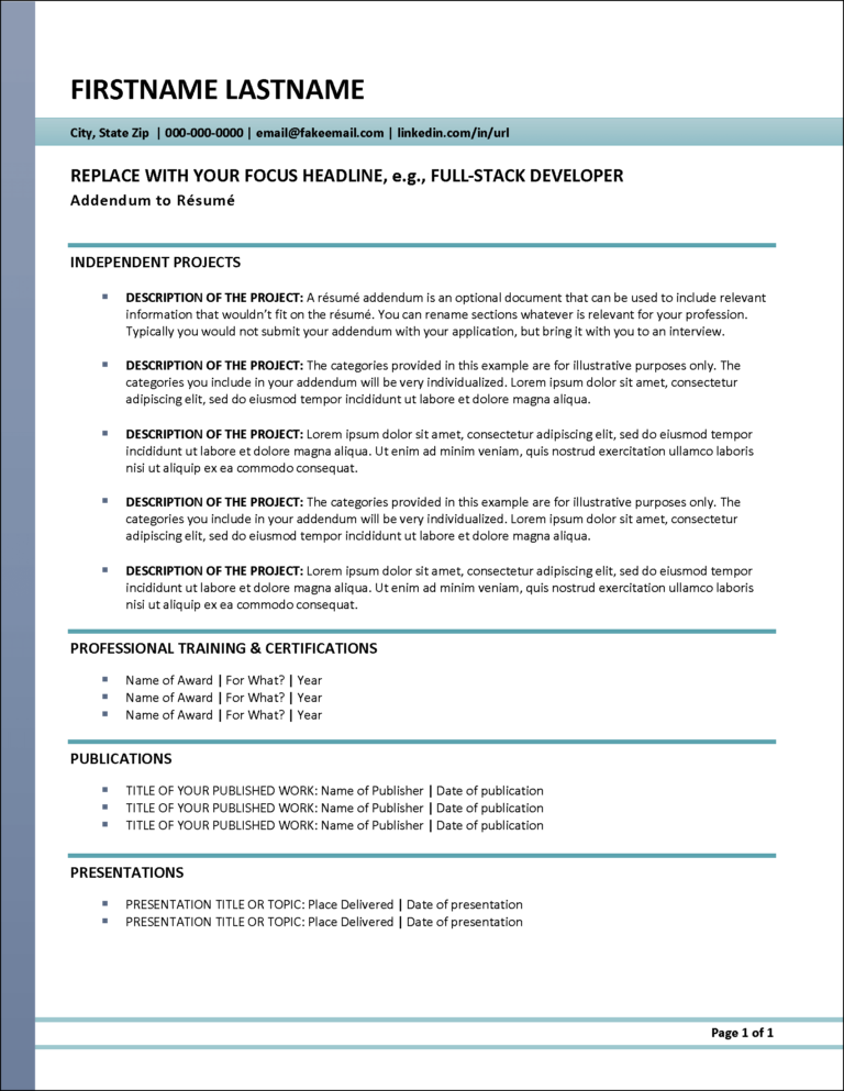 Developer Bio, Project List, References & Cover Letter Templates Set