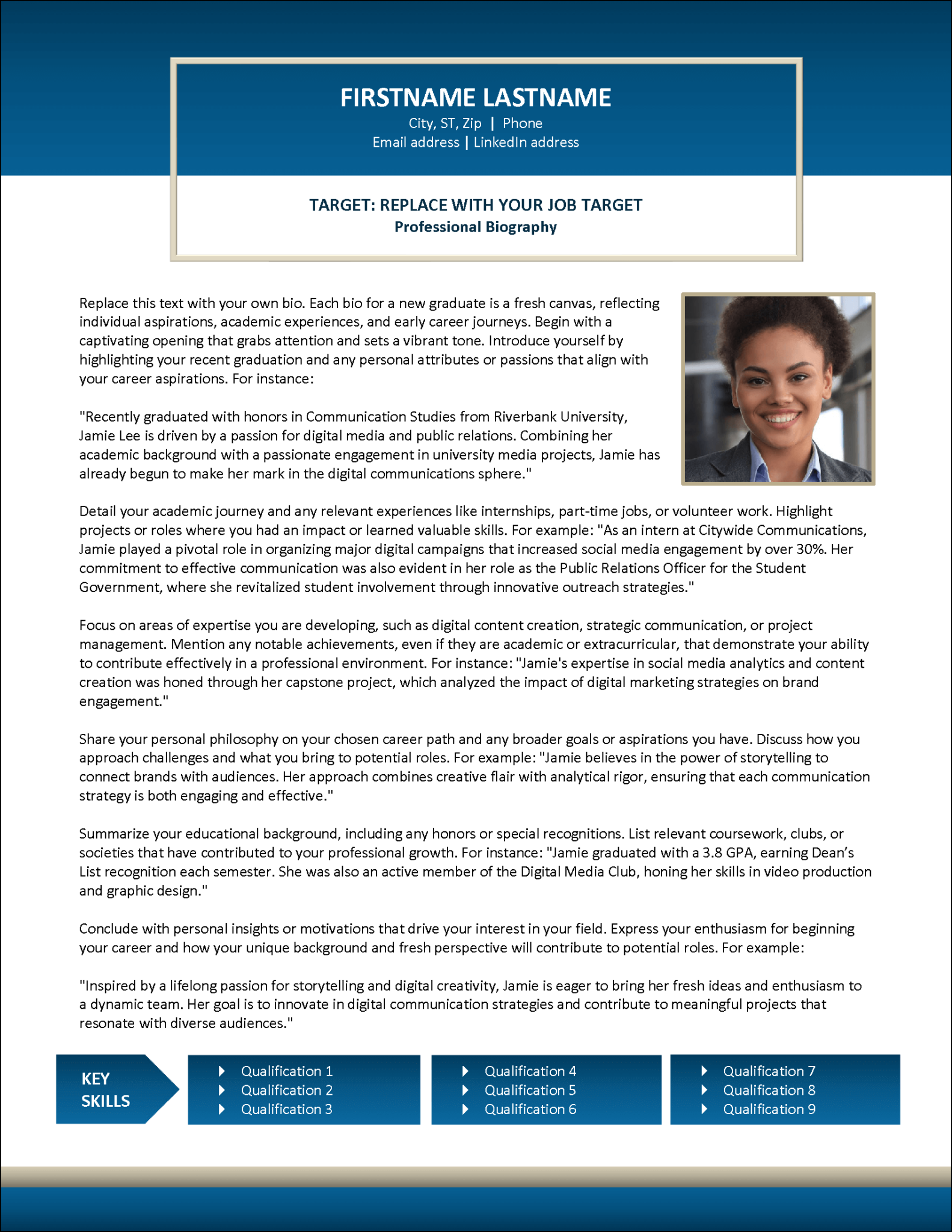 College Graduate Addendum, Bio, References & Cover Letter Templates