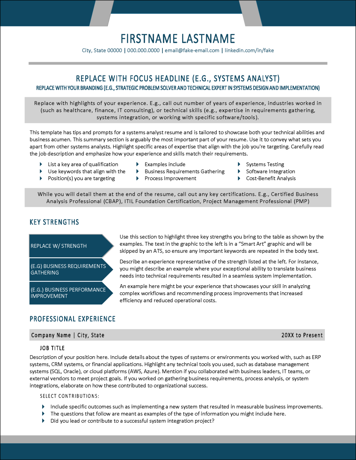 Systems Analyst Resume Template | Modern & ATS-Optimized