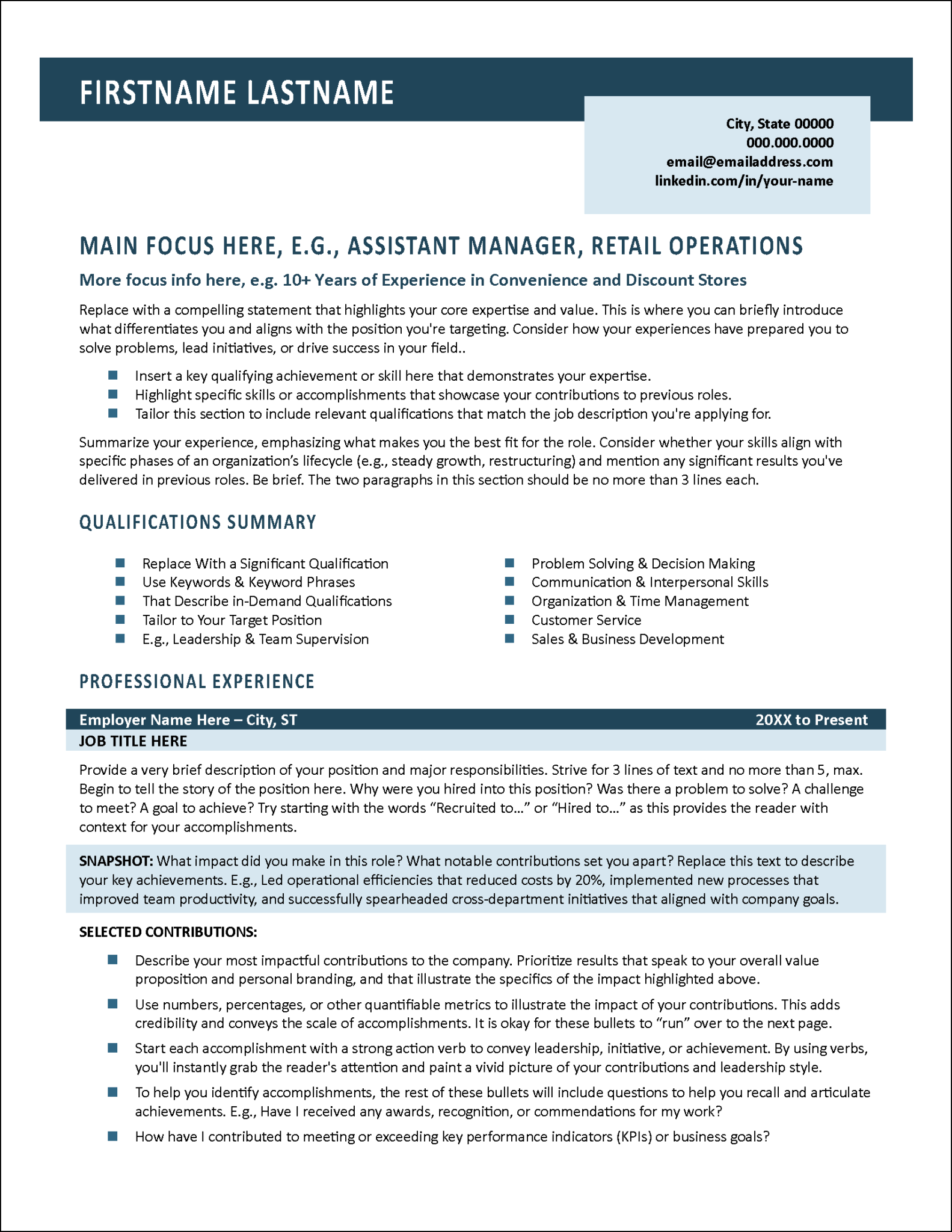 Career Growth Resume Template for MS Word | Distinctive Templates
