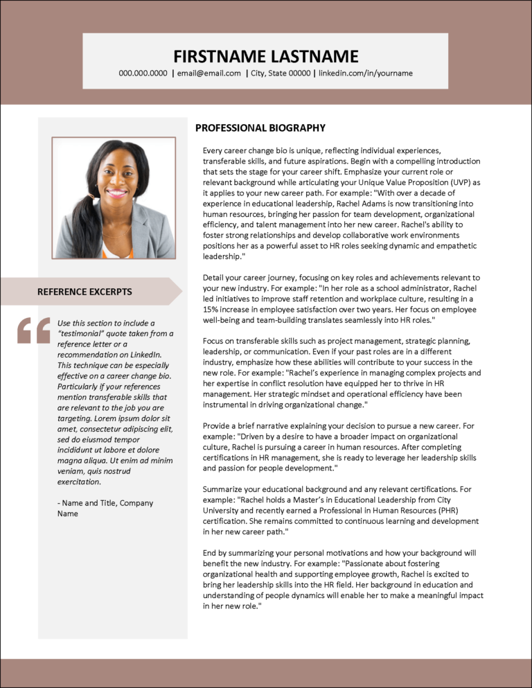 Career Transition Document Templates | Distinctive Templates